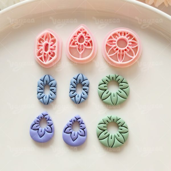 Geometric Floral Pattern Polymer Clay Cutters